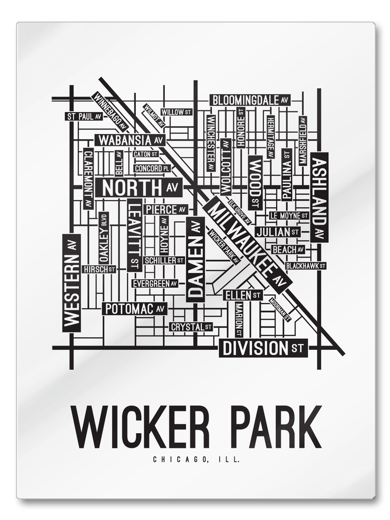 Wicker Park, Chicago Street Map - School Street Posters