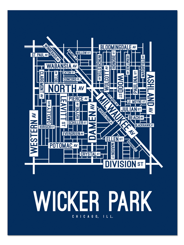 Wicker Park, Chicago Street Map - School Street Posters