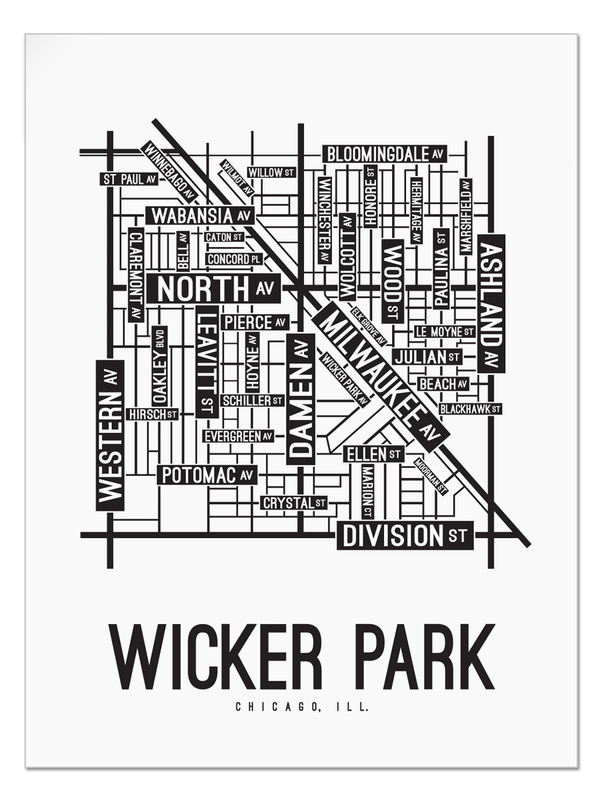 Wicker Park, Chicago Street Map - School Street Posters