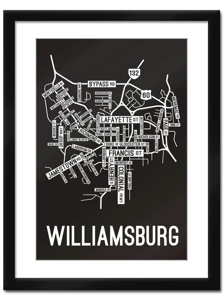 Williamsburg, Virginia Street Map - School Street Posters