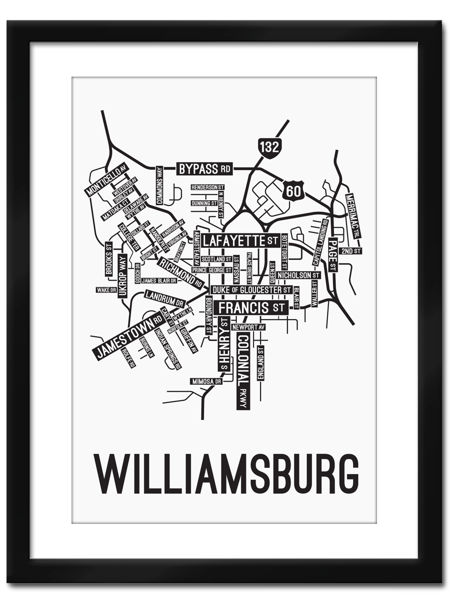 Williamsburg, Virginia Street Map - School Street Posters