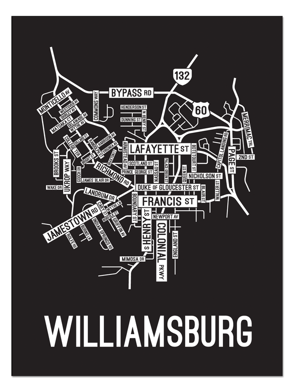 Williamsburg, Virginia Street Map - School Street Posters