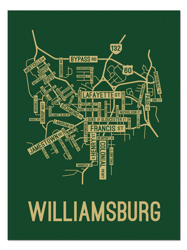 Williamsburg, Virginia Street Map - School Street Posters