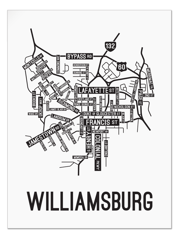 Williamsburg, Virginia Street Map - School Street Posters