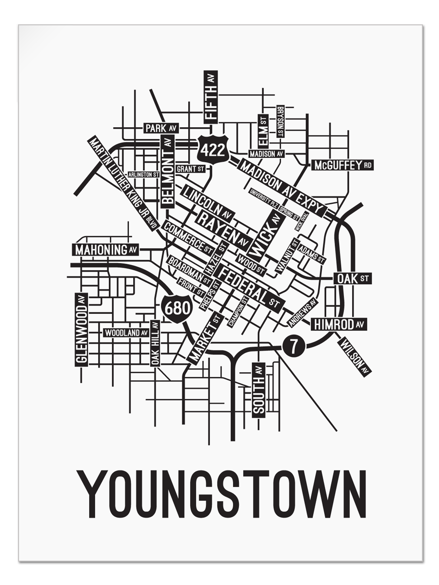 Youngstown, Ohio Street Map - School Street Posters