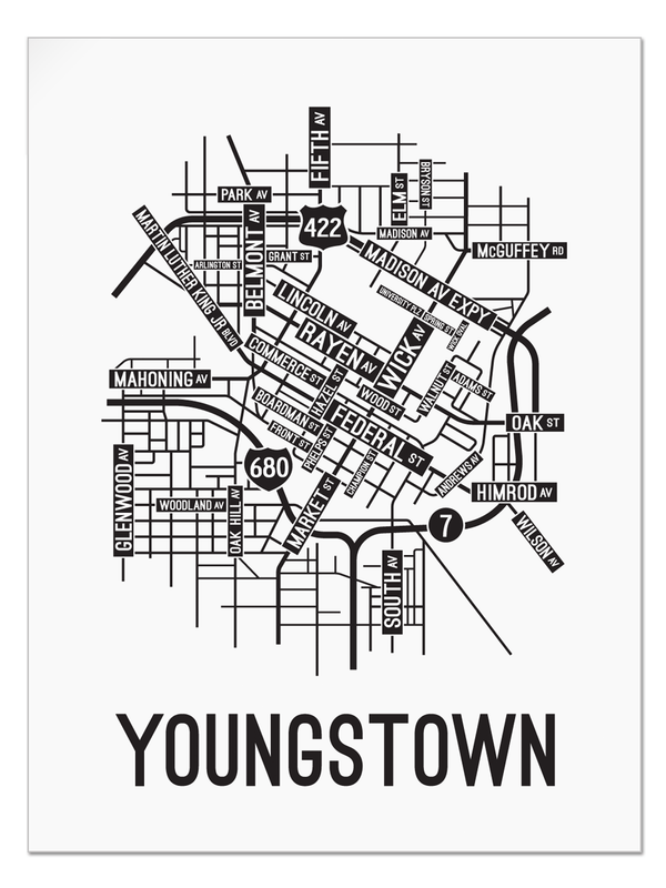 Youngstown, Ohio Street Map - School Street Posters