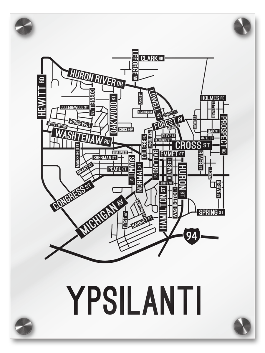 Ypsilanti, Michigan Street Map - School Street Posters