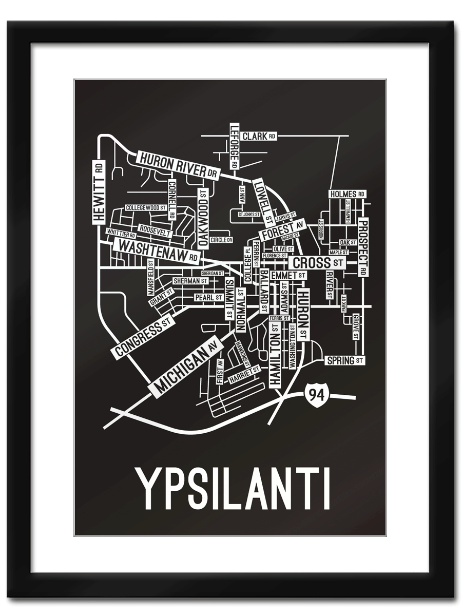 Ypsilanti, Michigan Street Map - School Street Posters