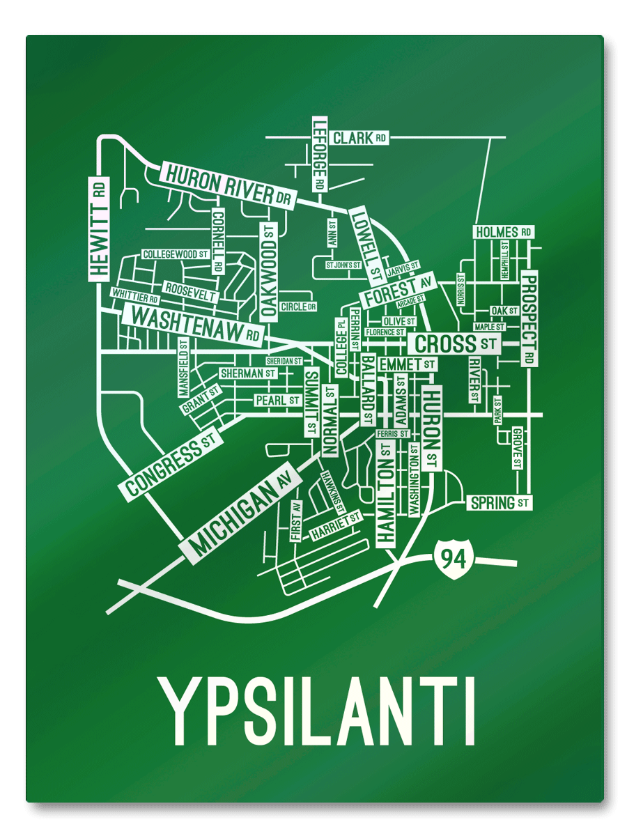 Ypsilanti, Michigan Street Map - School Street Posters