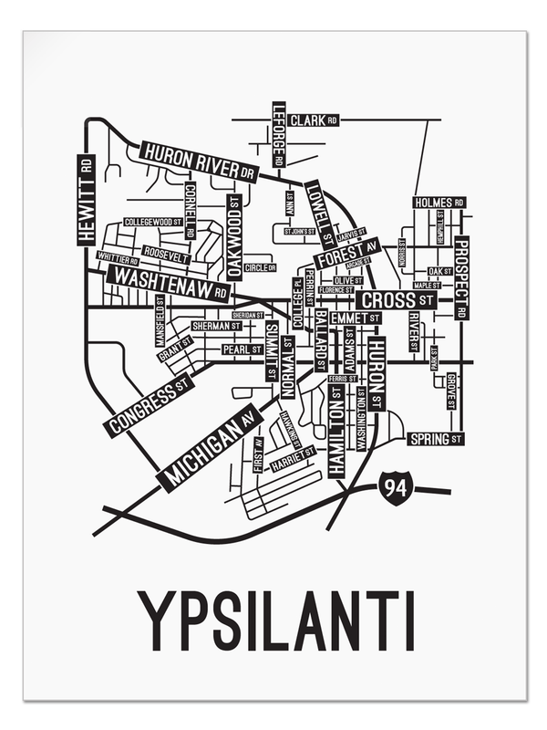 Ypsilanti, Michigan Street Map - School Street Posters