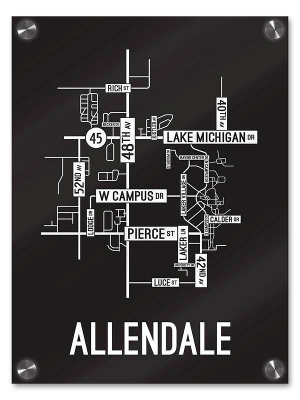 Allendale, Michigan Street Map - School Street Posters