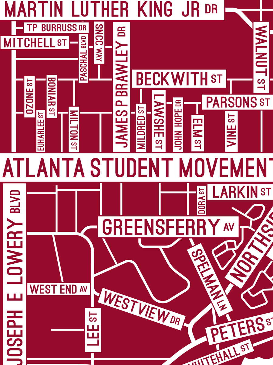 Atlanta University Center Street Map Poster - School Street Posters