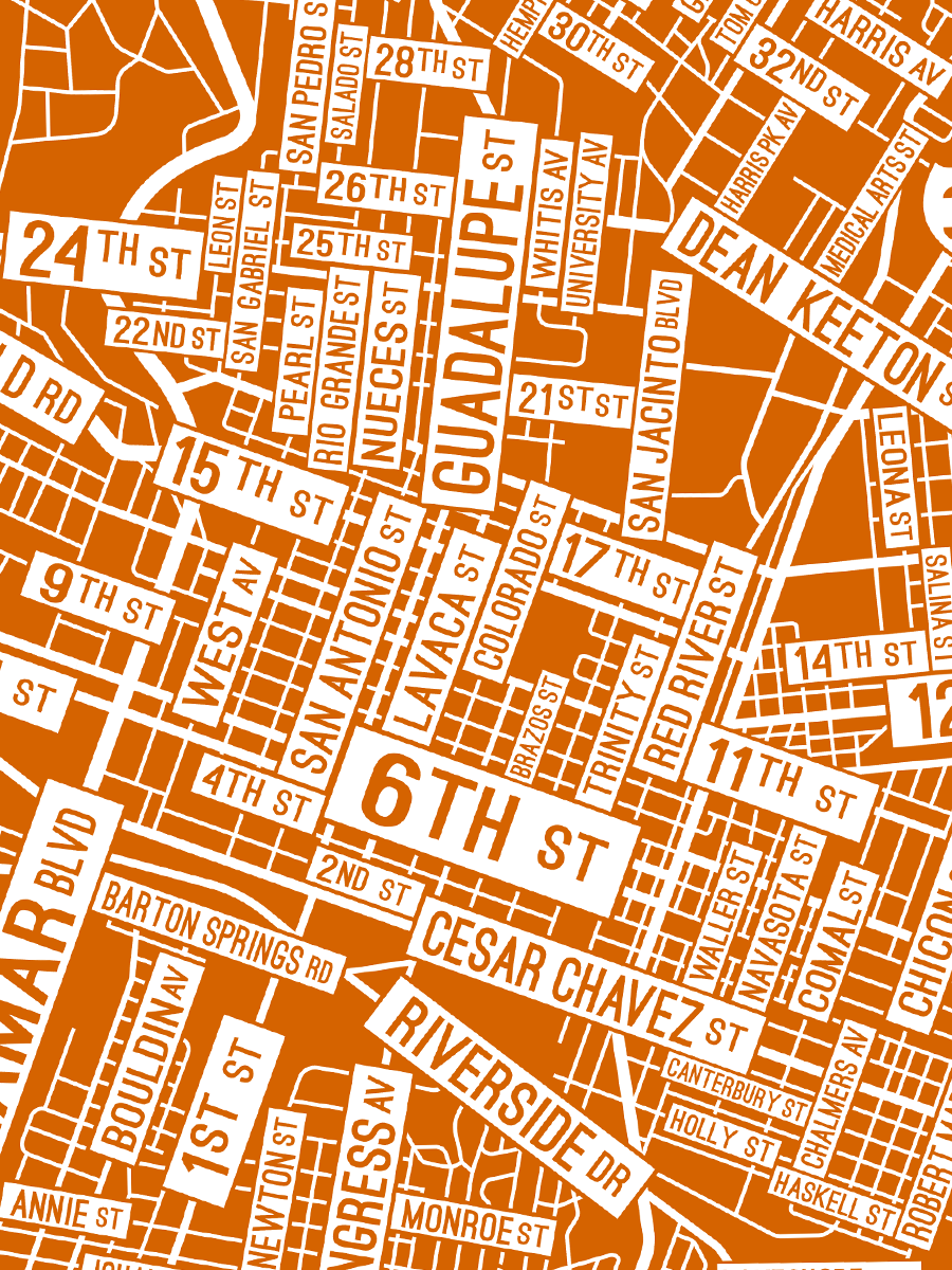 Austin, Texas Street Map - School Street Posters