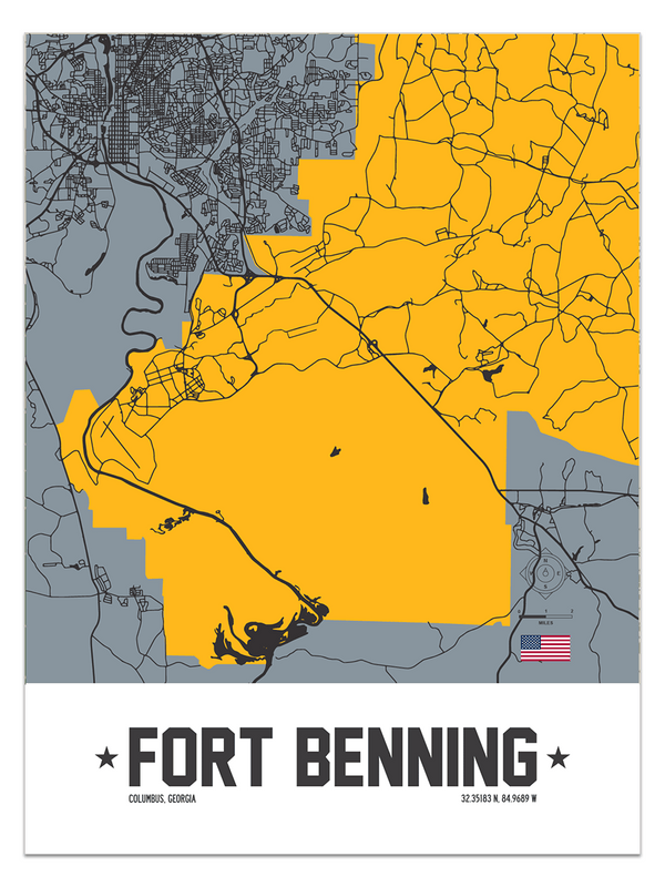 Fort Benning, Columbus, Georgia Map - School Street Posters