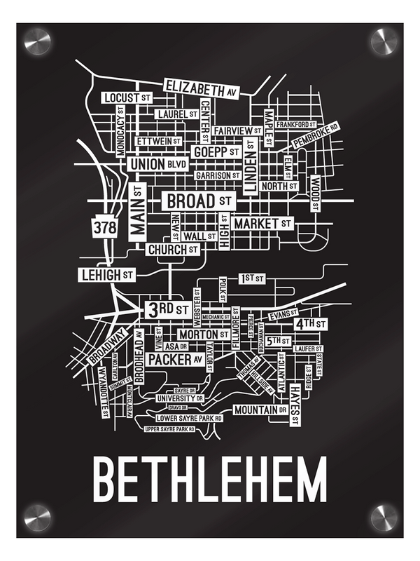 Bethlehem, Pennsylvania Street Map - School Street Posters