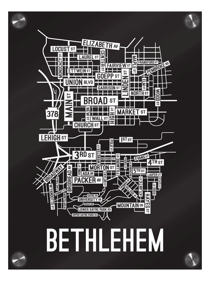 Bethlehem, Pennsylvania Street Map - School Street Posters