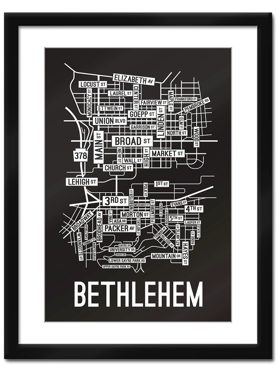 Bethlehem, Pennsylvania Street Map - School Street Posters