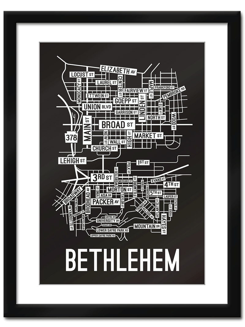Bethlehem, Pennsylvania Street Map - School Street Posters