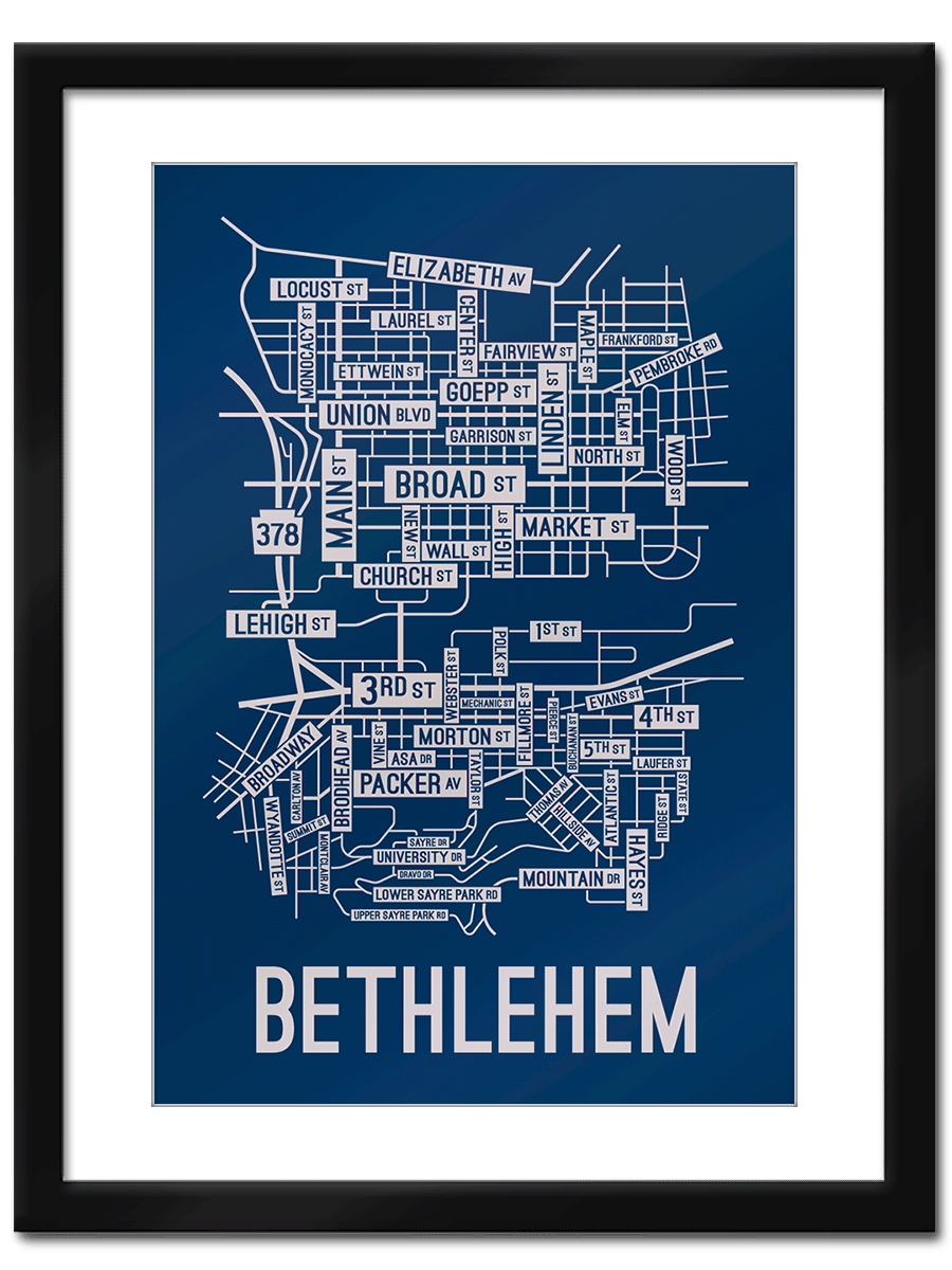 Bethlehem, Pennsylvania Street Map - School Street Posters
