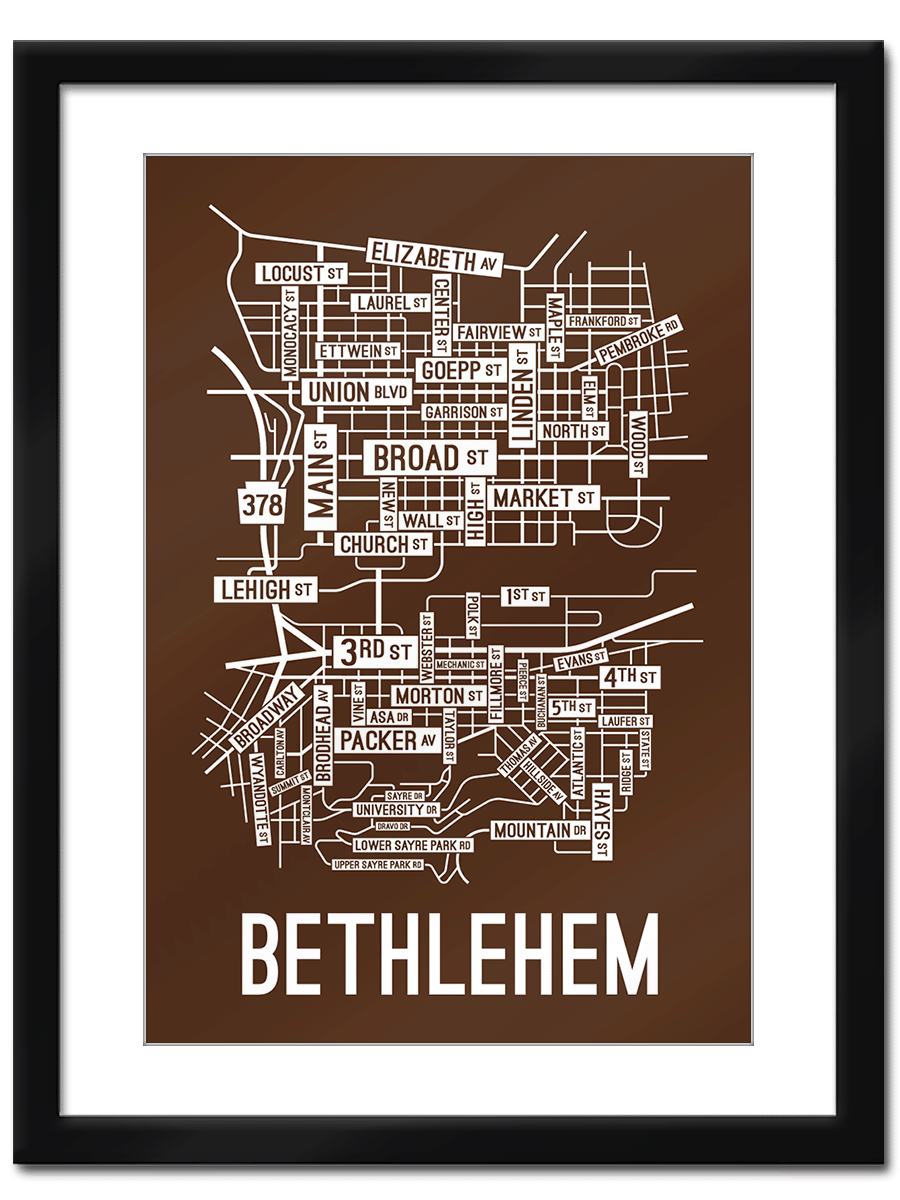 Bethlehem, Pennsylvania Street Map - School Street Posters