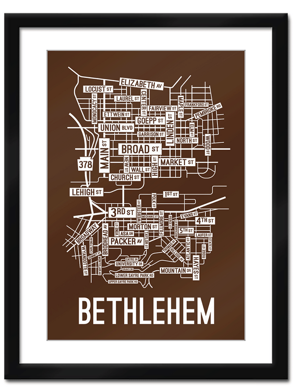 Bethlehem, Pennsylvania Street Map - School Street Posters