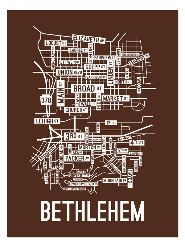 Bethlehem, Pennsylvania Street Map - School Street Posters
