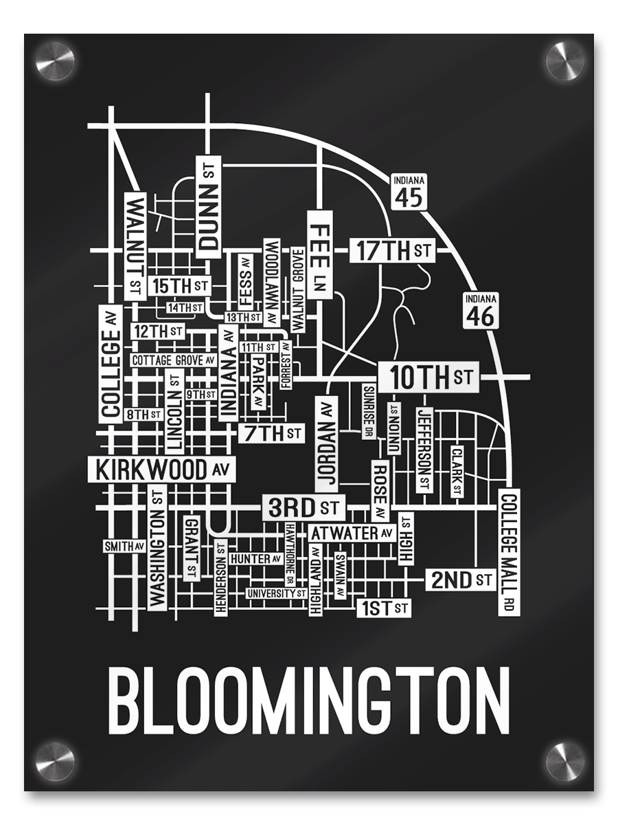 Bloomington, Indiana Street Map Print | School Street Posters