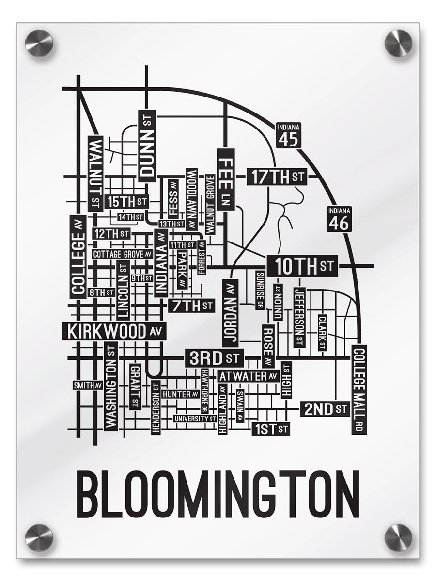 Bloomington, Indiana Street Map Print | School Street Posters