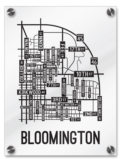 Bloomington, Indiana Street Map Print | School Street Posters