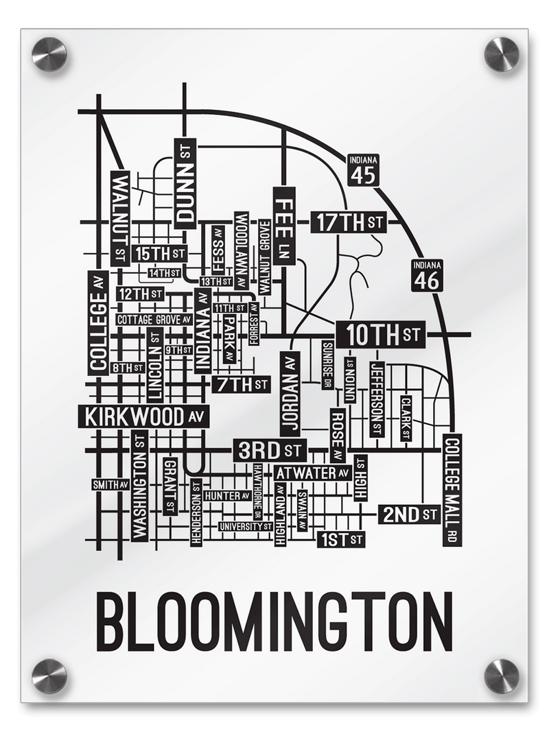 Bloomington, Indiana Street Map Print | School Street Posters