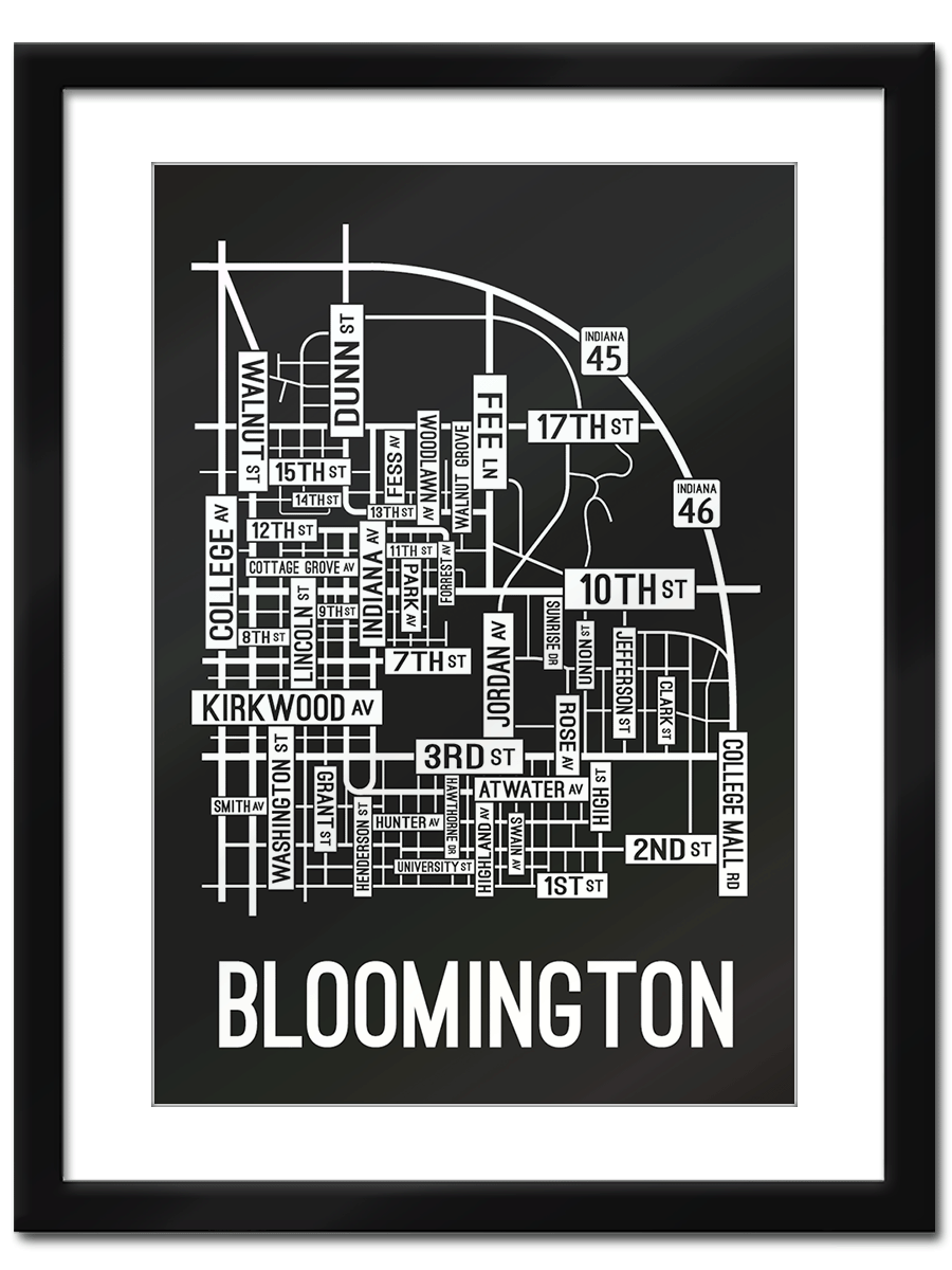 Bloomington, Indiana Street Map Print | School Street Posters