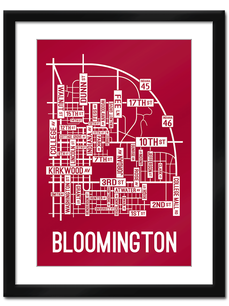 Bloomington, Indiana Street Map Print | School Street Posters