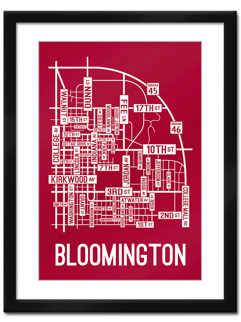 Bloomington, Indiana Street Map Print | School Street Posters