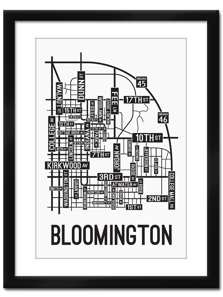 Bloomington, Indiana Street Map Print | School Street Posters