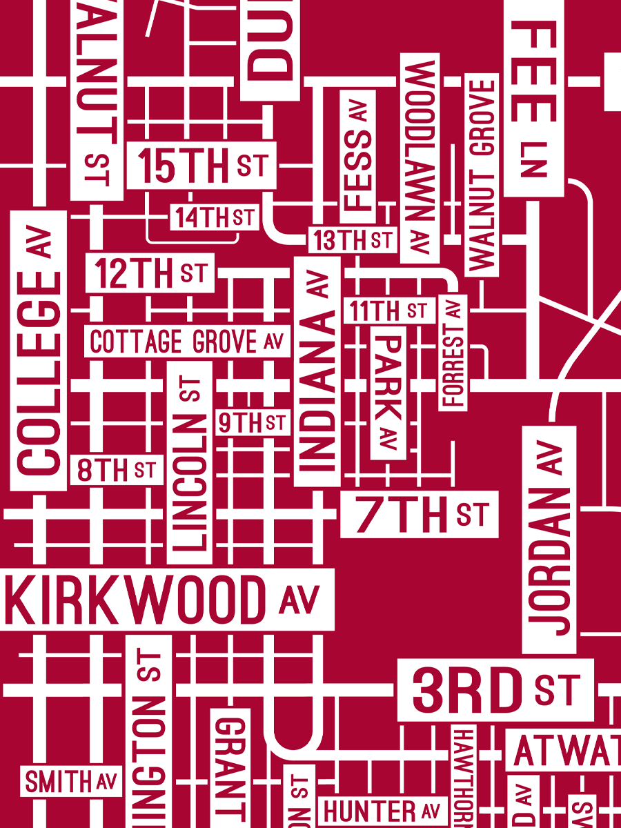 Bloomington, Indiana Street Map Print | School Street Posters