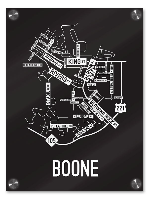 Boone, North Carolina Street Map - School Street Posters