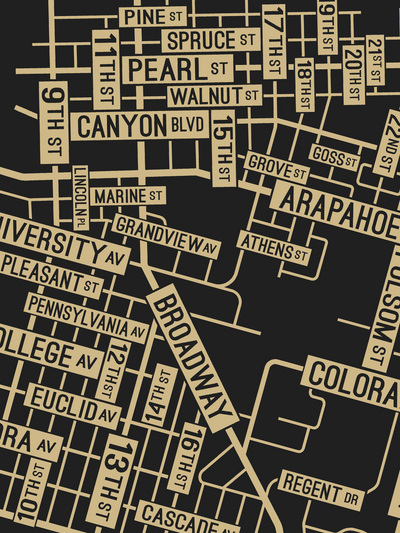 Boulder, Colorado Street Map - School Street Posters