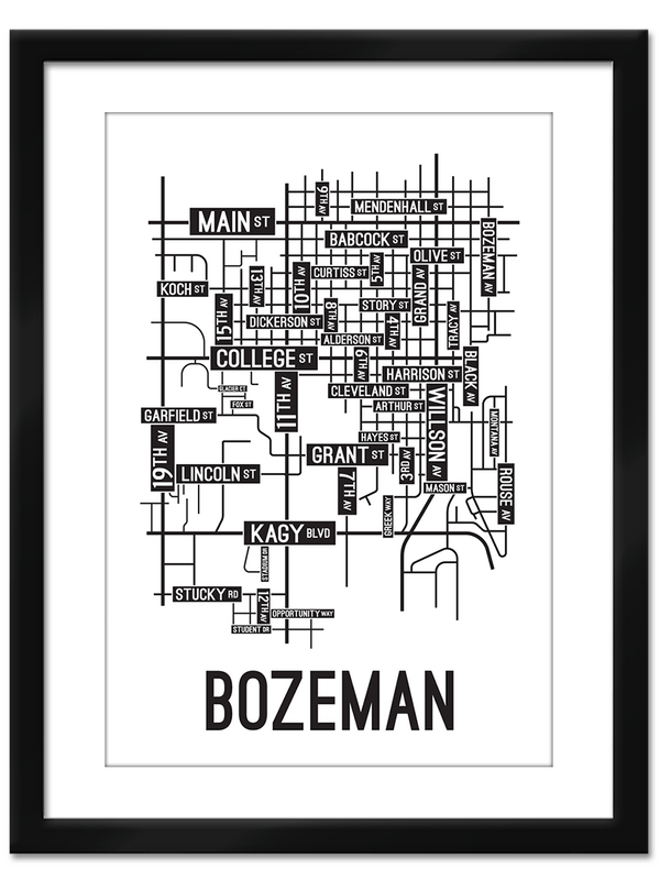 Bozeman, Montana Street Map - School Street Posters