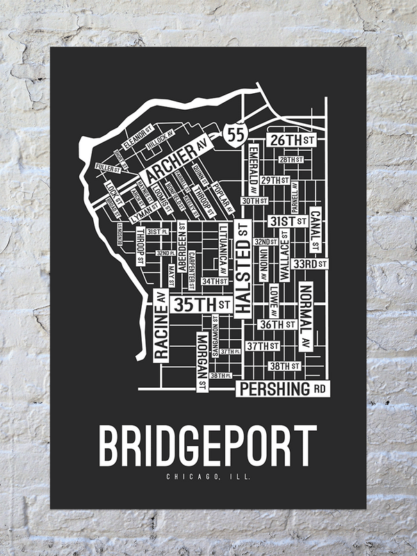 Bridgeport, Chicago Street Map Poster - School Street Posters