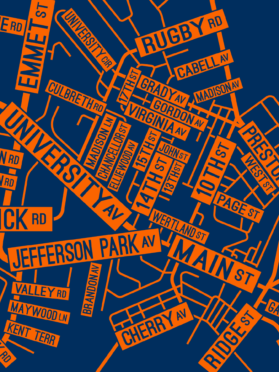 Charlottesville, Virginia Street Map - School Street Posters