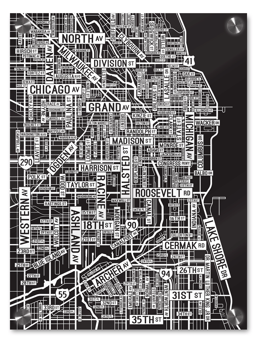 Downtown Chicago Street Map - School Street Posters