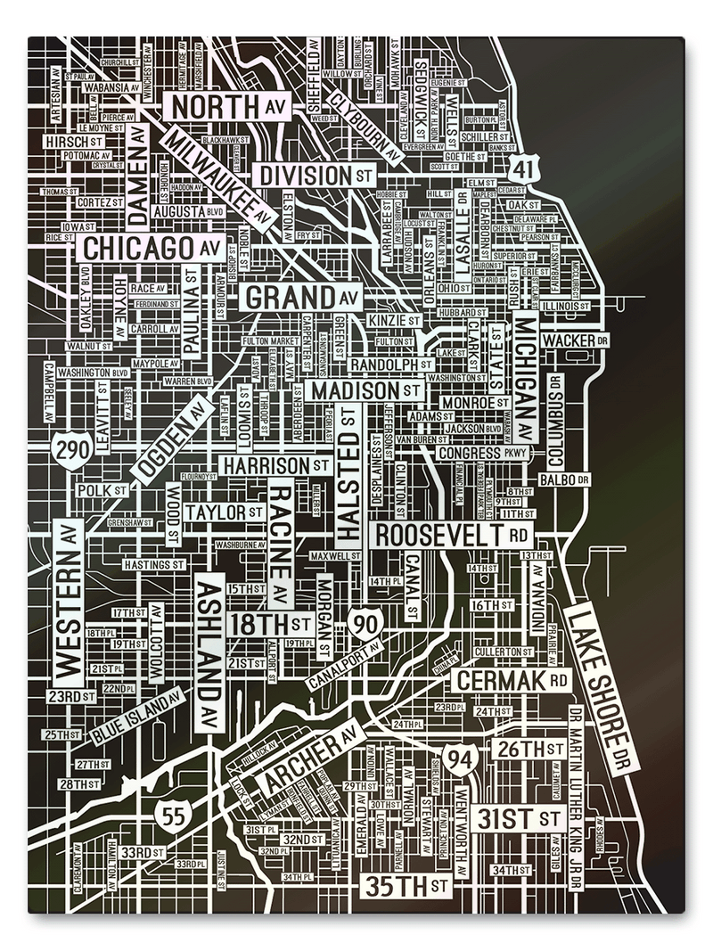 Downtown Chicago Street Map - School Street Posters