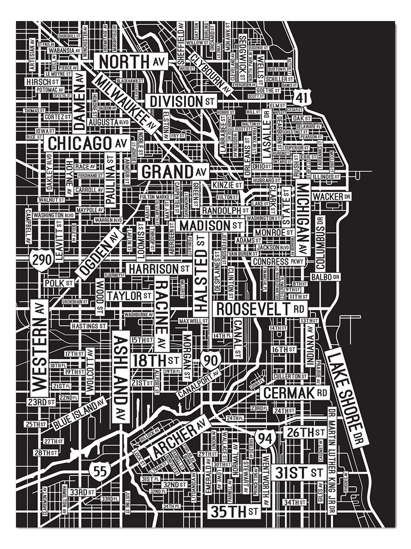 Downtown Chicago Street Map - School Street Posters