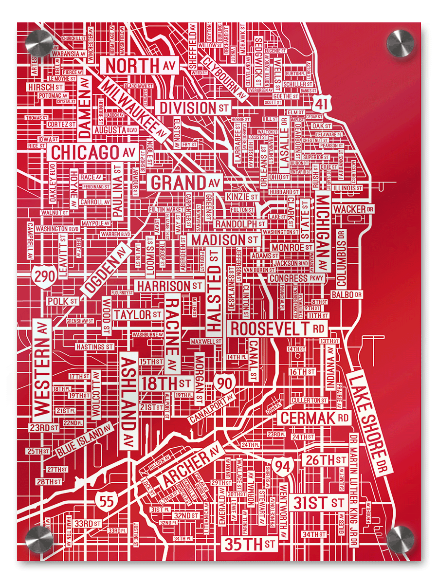 Downtown Chicago Street Map - School Street Posters