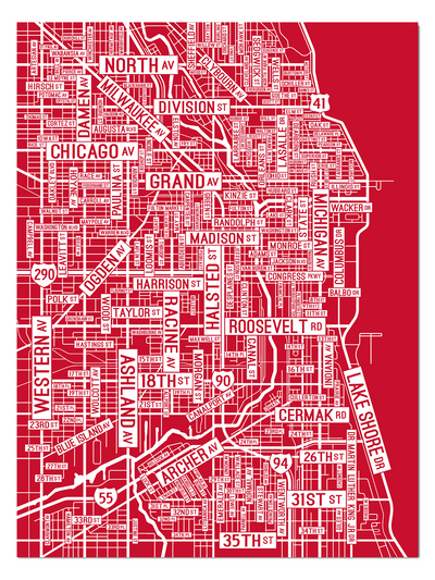 Downtown Chicago Street Map - School Street Posters