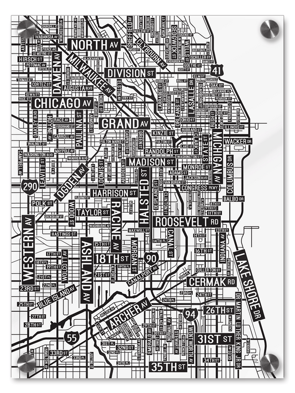 Downtown Chicago Street Map - School Street Posters