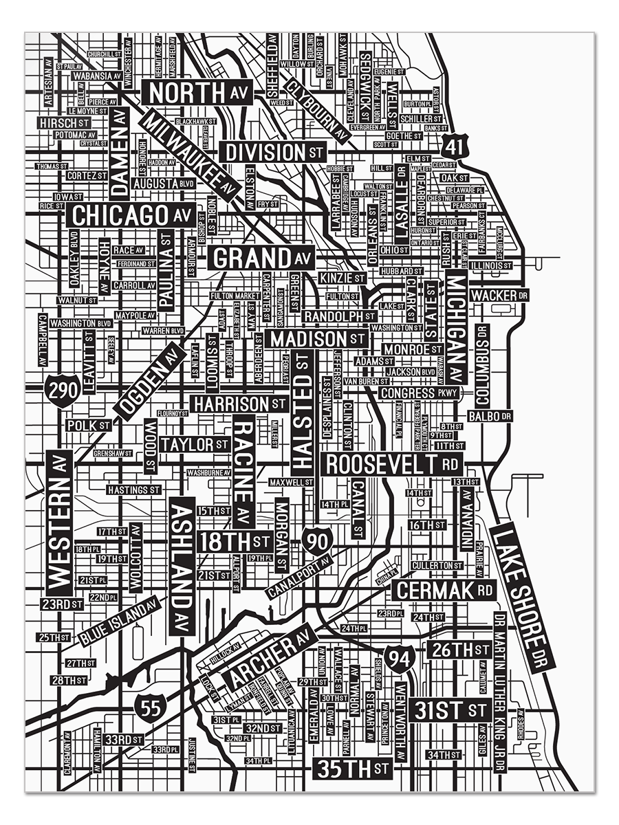 Downtown Chicago Street Map - School Street Posters