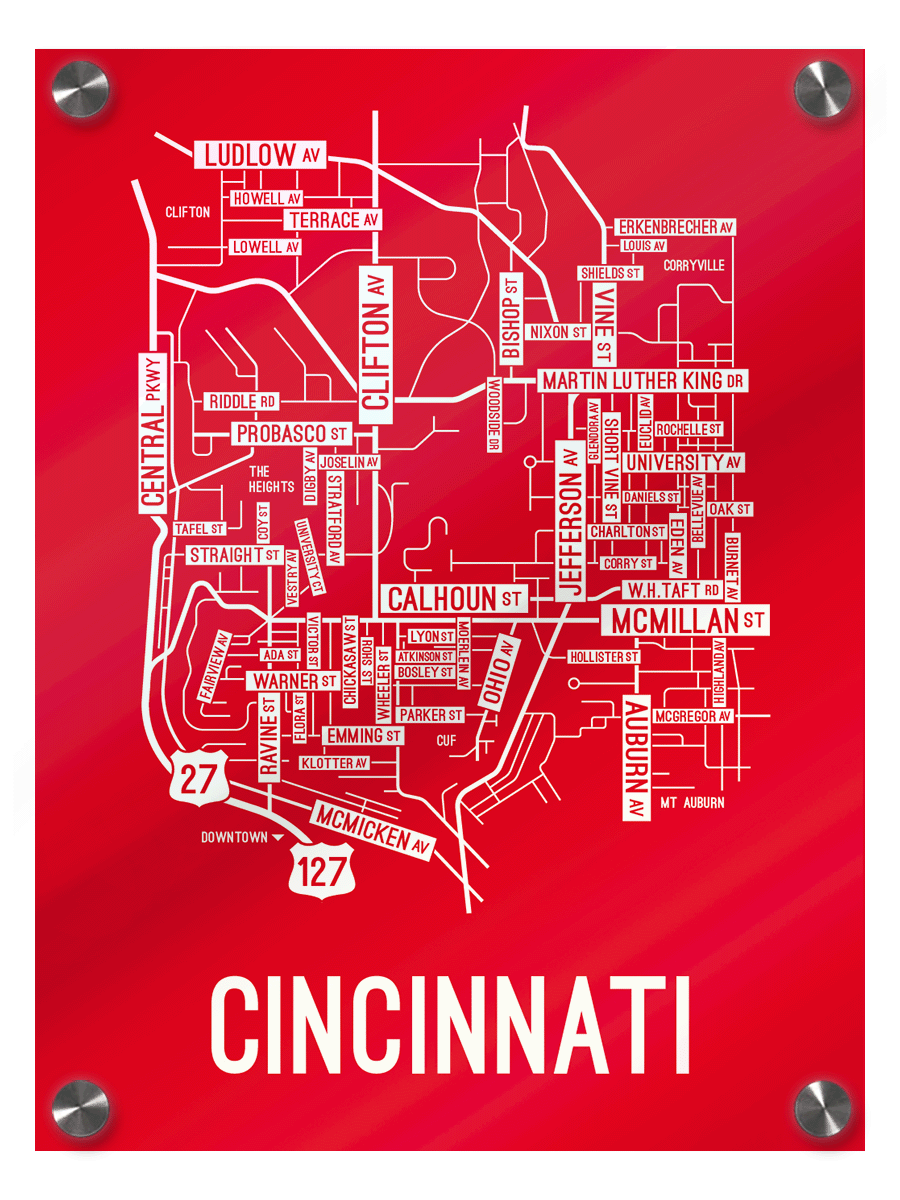 Cincinnati, Ohio Street Map - School Street Posters