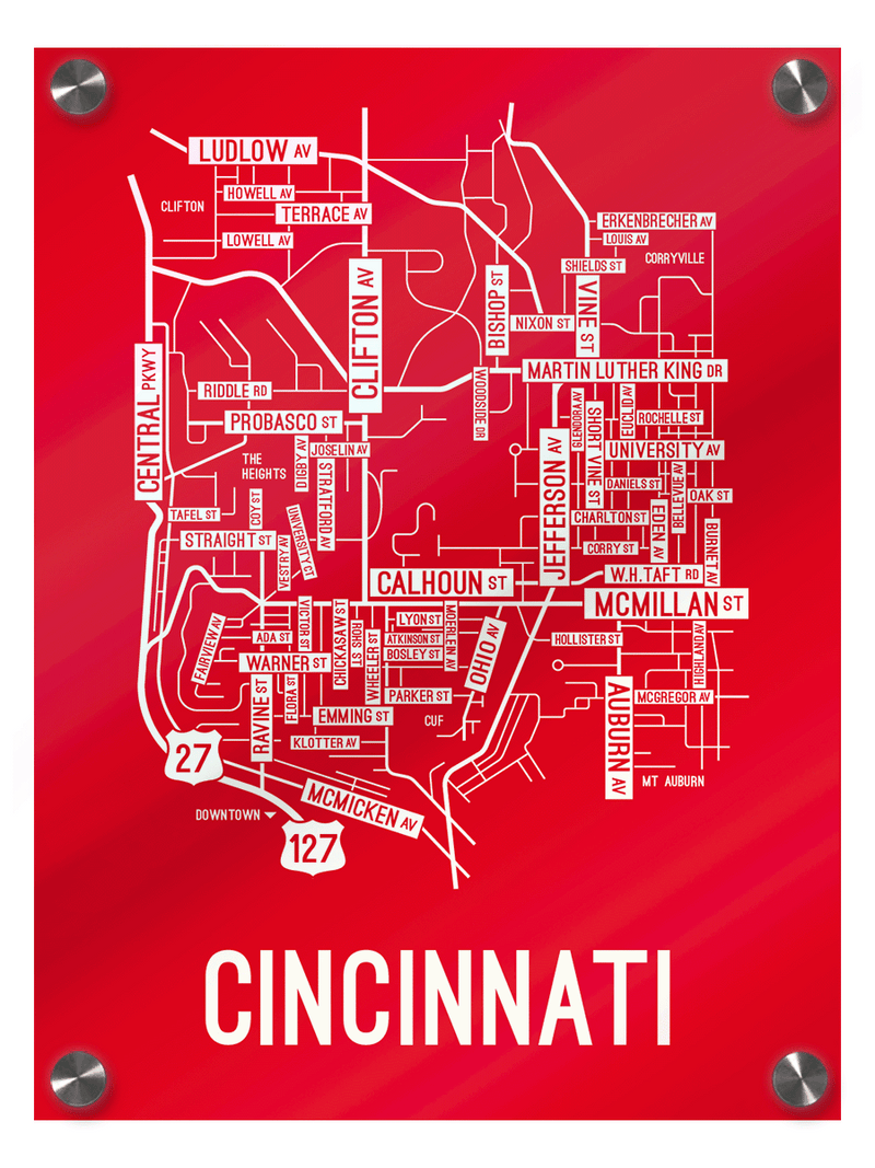 Cincinnati, Ohio Street Map - School Street Posters