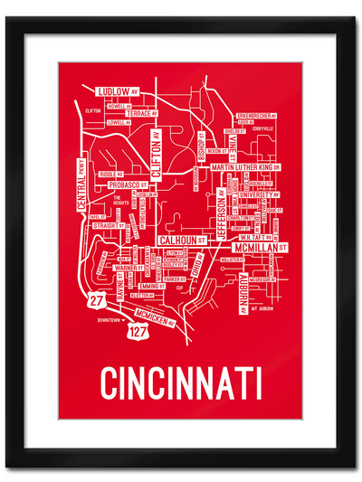 Cincinnati, Ohio Street Map - School Street Posters